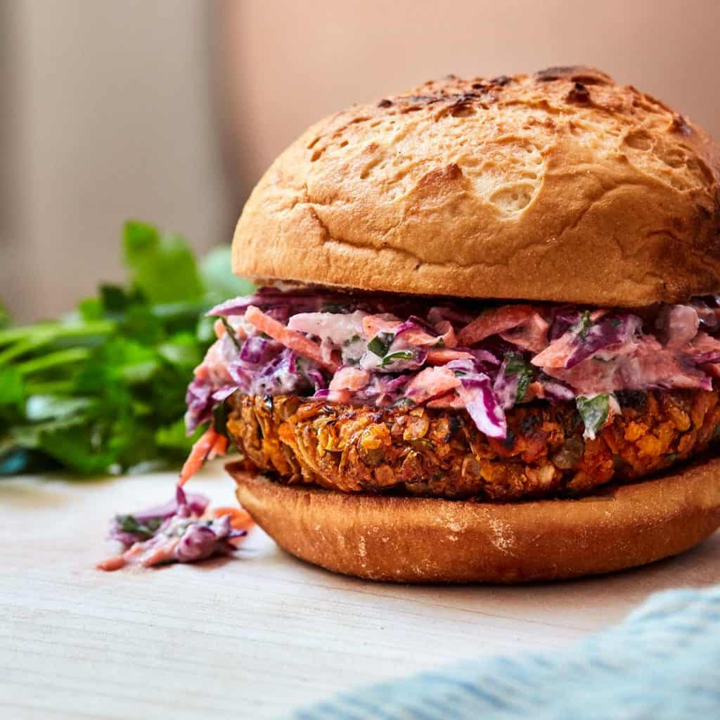 Lentil Burger with Tahini Slaw - Cooking With Coit